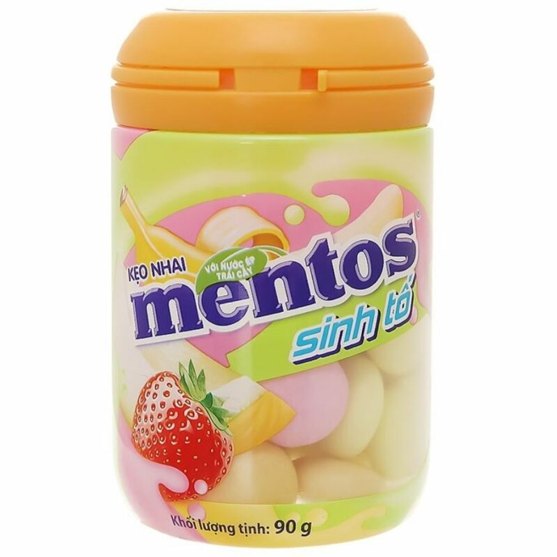 Mentos Smoothy Candy (Strawberry, Banana, Melon) 90g X 6 Jars X 8 Boxes