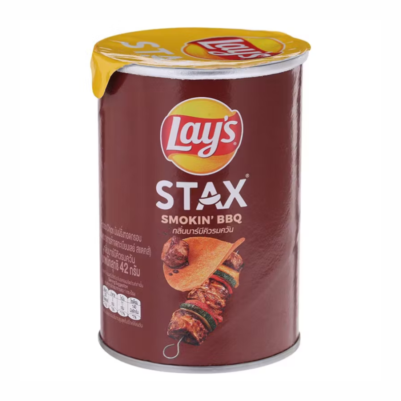 Lay's Stax Potato Chips Smokin BBQ 42gr X 6 Bottles X 4 Packs